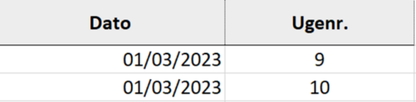 Sådan finder du ugenummer i Excel med UGE.NR-funktionen