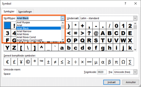 Sådan indsætter du symboler og specialtegn i Excel