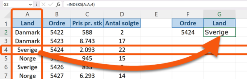 Sådan bruger du INDEKS SAMMENLIGN i Excel til opslag